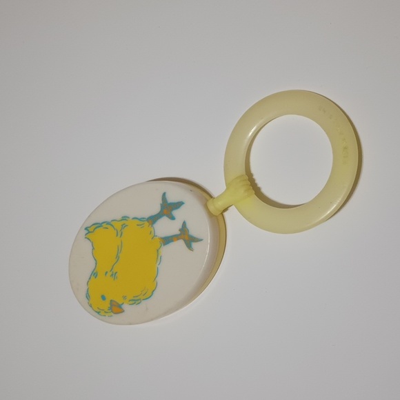 Vintage | Toys | Vtg Baby Rattle Chicken Yellow White Plastic Rare ...